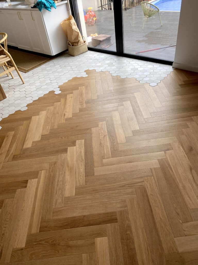 Réalisation parquet batons rompus - Parquet Deco